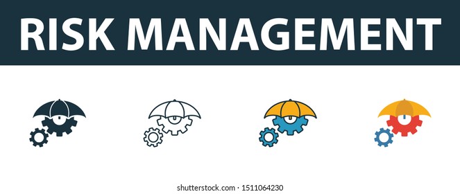Risk Management Icon Set Four Elements Stock Vector (Royalty Free ...