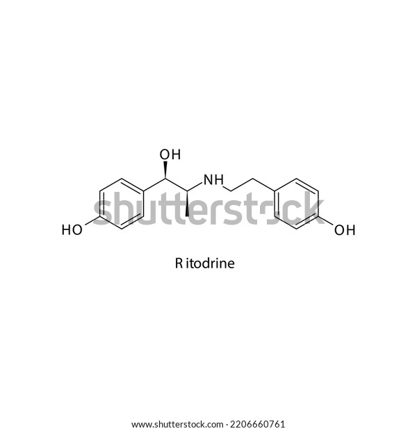 Ritodrine Molecule Flat Skeletal Structure Beta Stock Vector (Royalty ...