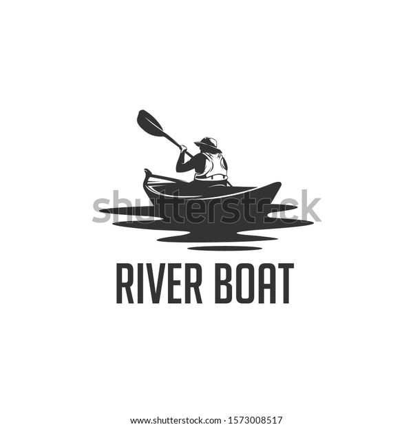 River Boat Simple Silhouette Logo Illustrations: vetor stock (livre de ...