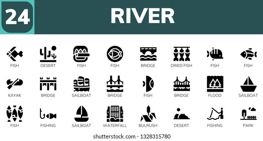 River Icon Set 24 Filled River Stock Vector (Royalty Free) 1328315780 ...