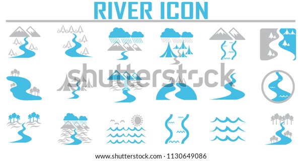 River Landscape Icons Stock Vector (Royalty Free) 1130649086