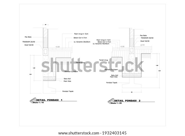 River Stone Foundation Drawings Autocad Vector Stock Vector (Royalty ...