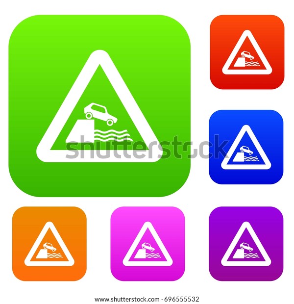 Riverbank Traffic Sign Set Icon Different Stock Vector (Royalty Free ...