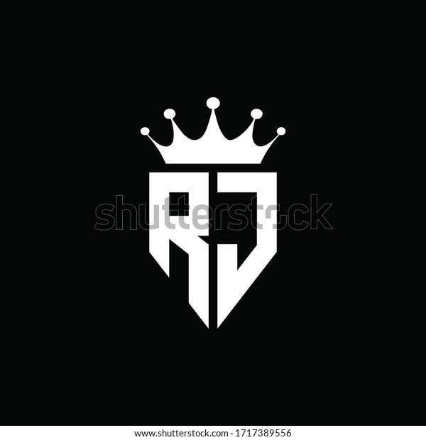 RJ logo monogram emblem style with crown shape design template