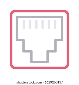 Rj45 Connector Vector Color Line Icon Stock Vector (Royalty Free ...