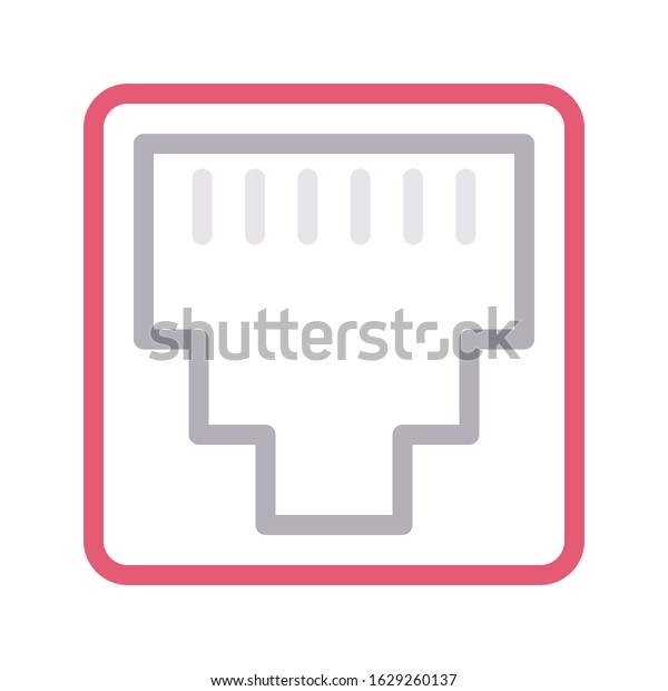 Rj45 Connector Vector Color Line Icon: vector de stock (libre de ...