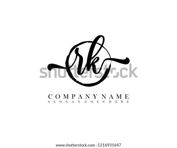 Rk Initial Handwriting Logo Circle Template Stock Vector (Royalty Free ...