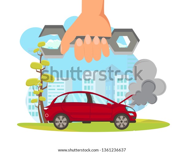 Road Assistance Flat Vector Cartoon Illustration Stock Vector (Royalty ...