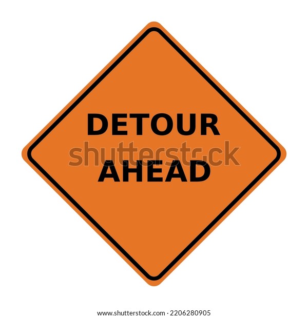 Road Construction Detour Ahead Sign Orange Stock Vector (Royalty Free ...