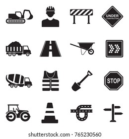 Road Construction Icons Black Flat Design Stock Vector (Royalty Free ...