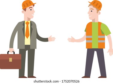 Vektor Stok Road Construction Workers Men Contractor Customer (Tanpa ...