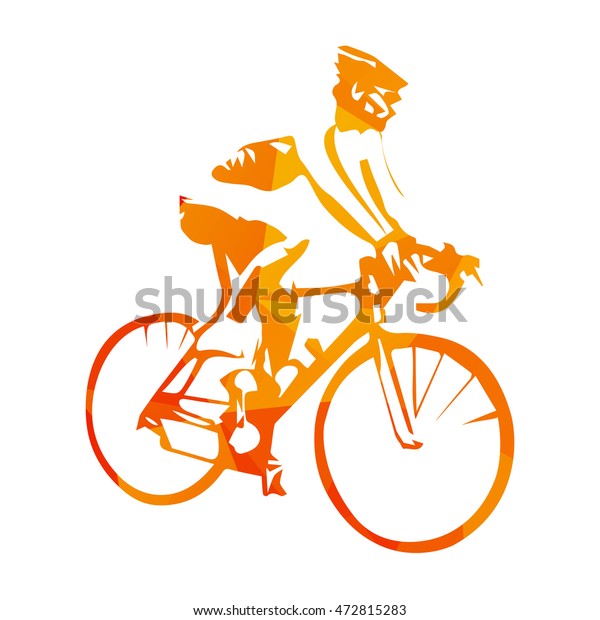 Road Cycling Abstract Orange Vector Cyclist Stock Vector (Royalty Free ...