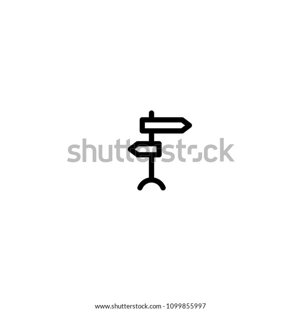 Road direction board, sign board, location map simple line icon vector ...