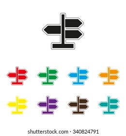 Road Direction Sign Color Vector Icon Stock Vector (Royalty Free ...