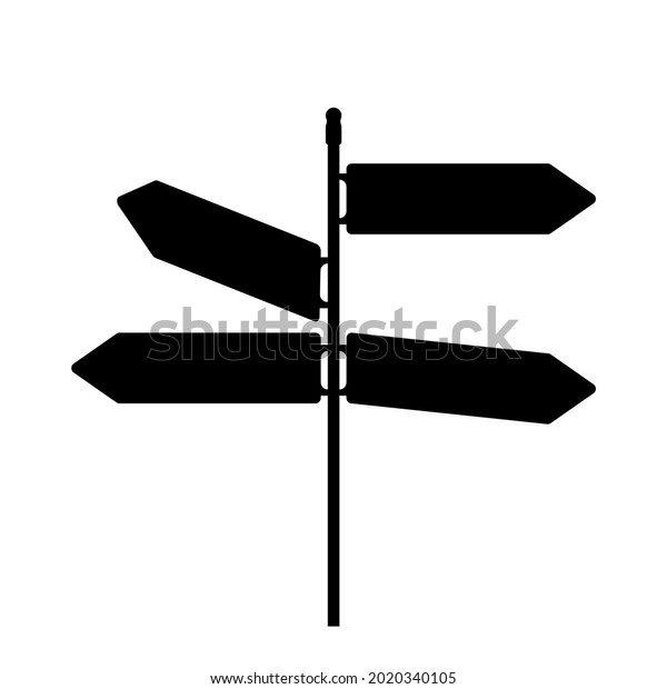 Road Direction Sign Pathway Silhouette Symbol Stock Vector (Royalty ...