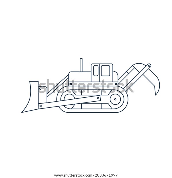 Road Grader Outline Vector Illustration Excavator Stock Vector (Royalty ...