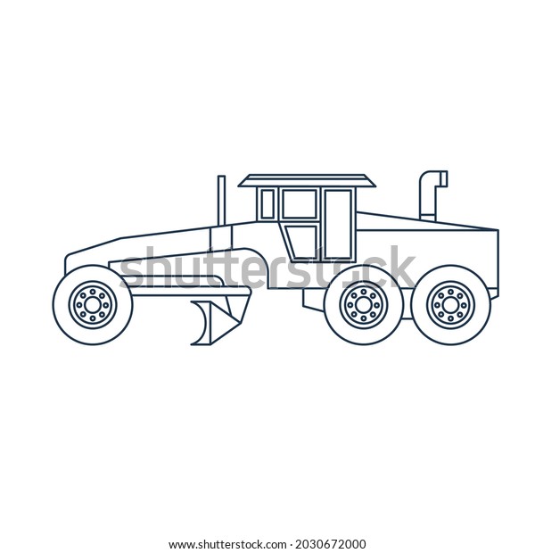 Road Grader Outline Vector Illustration Excavator Stock Vector (Royalty ...