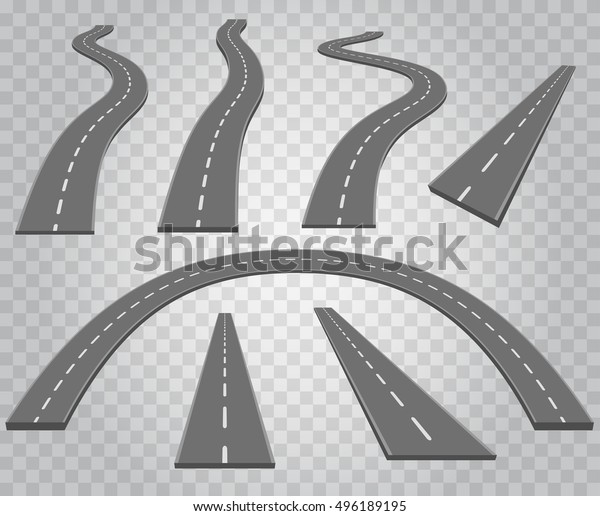 Road Icons Collection Perspective Transparent Background Stock Vector ...