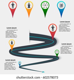Road Infographic Colorful Pin Pointer Vector Stock Vector (Royalty Free ...