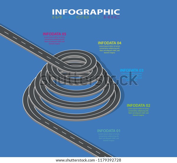 Road Infographic Information Graphics Template Winding Stock Vector ...