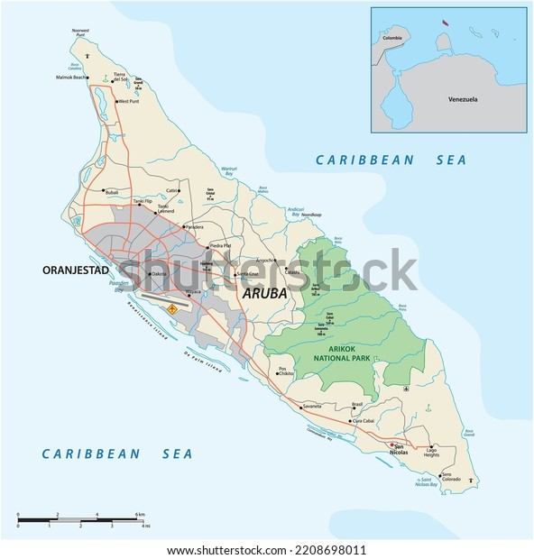 Road Map Abc Island Aruba Caribbean: เวกเตอร์สต็อก (ปลอดค่าลิขสิทธิ์ ...