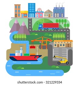 Road Map Cargo Shipping Ship City Stock Vector (Royalty Free) 321229334 ...