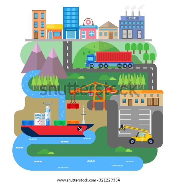 Road Map Cargo Shipping Ship City Stock Vector (Royalty Free) 321229334 ...