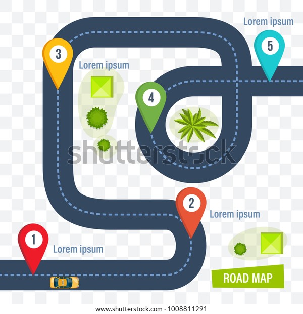 Road Map Colorful Marks Markers Paved Stock Vector (Royalty Free ...