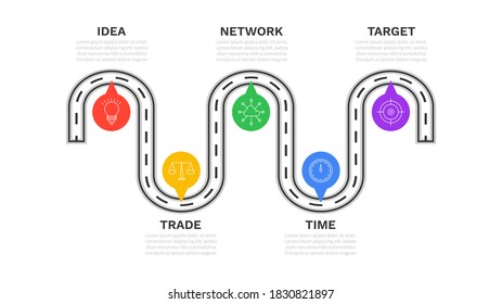 Road Map Infographics Design Five Target Stock Vector (Royalty Free ...