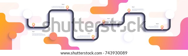 Fahrplan und Fahrweg Infografik Vorlage. Zeitstrahl-Illustration: Stock ...