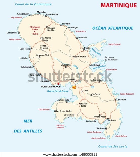 Road Map Martinique Stock Vector (Royalty Free) 148000811 | Shutterstock