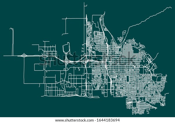 Road Map Salt Lake City Utah Stock Vector (Royalty Free) 1644183694