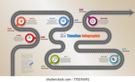 Road Map Timeline Infographic 7 Steps Stock Vector (Royalty Free ...