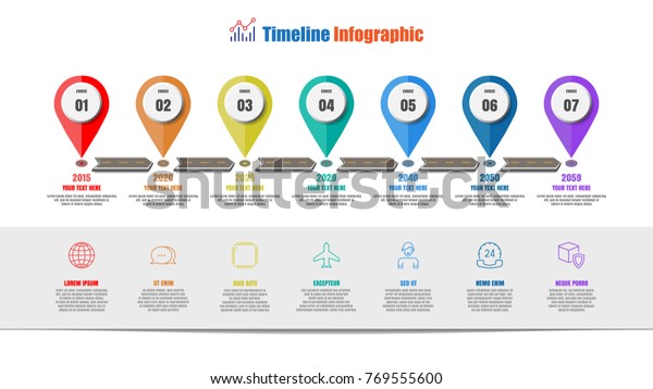 Road Map Timeline Infographic 7 Steps 库存矢量图（免版税）769555600 | Shutterstock