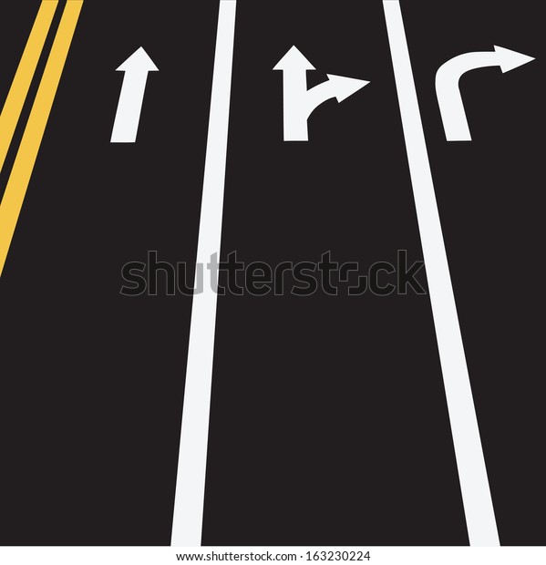 Road Markings Three Lines Double Yellow Stock Vector (Royalty Free ...
