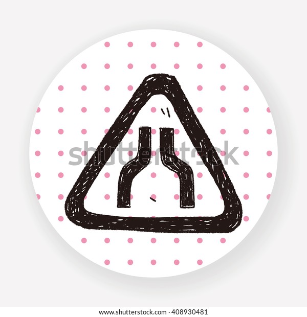 Road Narrow Merge Doodle Stock Vector (Royalty Free) 408930481