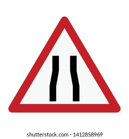 Road Narrows On Both Sides Sign Stock Vector (Royalty Free) 1412858969 ...