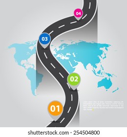 Road On World Map Concept Design Stock Vector (Royalty Free) 254504800 ...