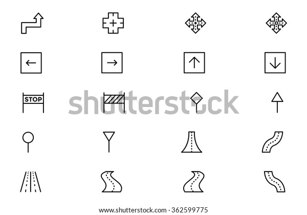 Road Outline Vector Icons 5 Stock Vector (Royalty Free) 362599775 ...