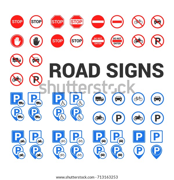 Road Parking Signs Set Invalid Parking Stock Vector (Royalty Free ...
