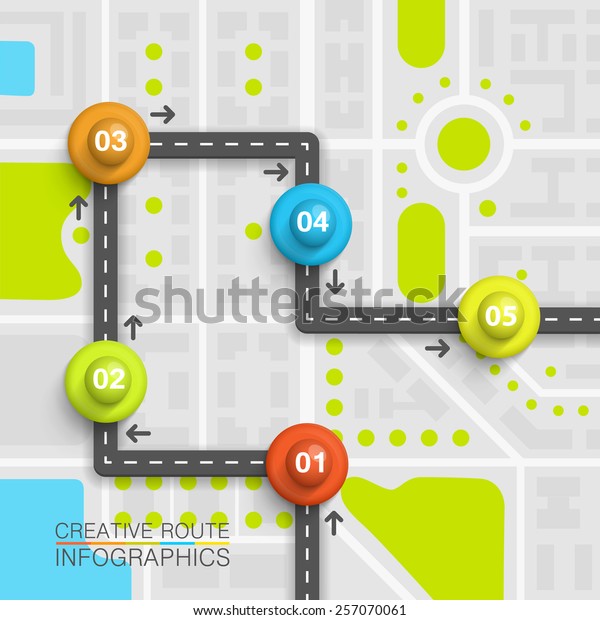 Road Point Information Art Map Map: vetor stock (livre de direitos ...