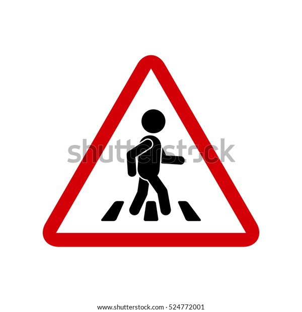 Road Red Sign Pedestrian On Crosswalk Stock Vector (Royalty Free) 524772001