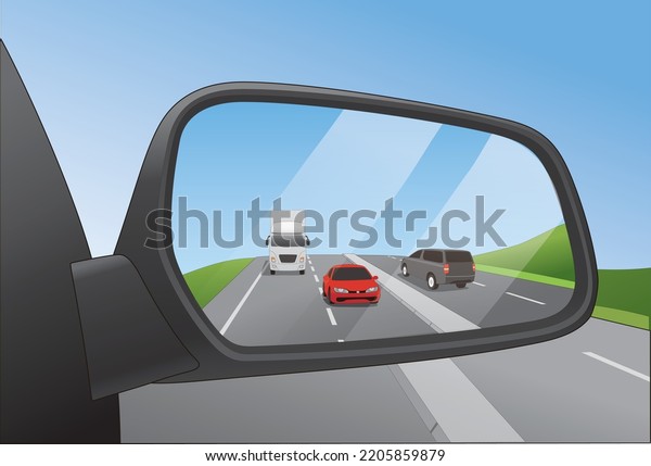 Road Reflection Cars Side Mirror Vector Stock Vector (Royalty Free ...