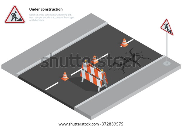 Road Repair Under Construction Road Sign Stock Vector (Royalty Free ...