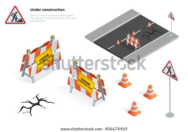 Road Repair Under Construction Road Sign Stock Vector (Royalty Free ...
