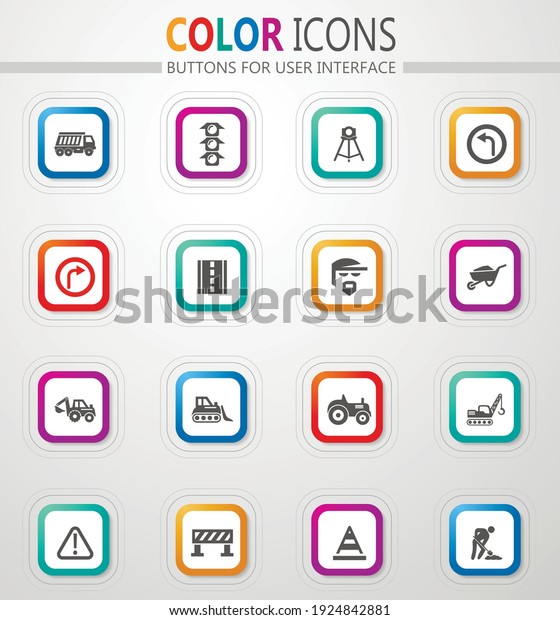 Road Repair Vector Icons User Interface Stock Vector (Royalty Free ...