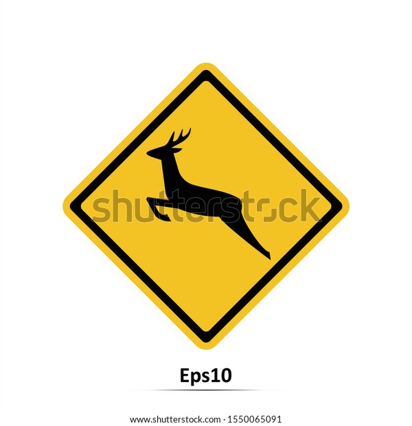 Road Sign Deer Icon Vector Illustration Stock Vector (Royalty Free ...