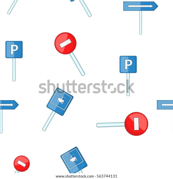 Road Sign Pattern Cartoon Illustration Road: เวกเตอร์สต็อก (ปลอดค่า ...