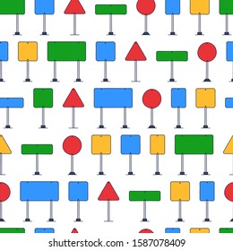 Road Sign Pattern Cartoon Style Road Stock Vector (Royalty Free ...