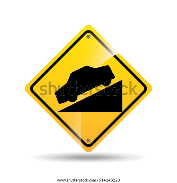 Road Sign Steep Decline Icon Vector Stock Vector (Royalty Free ...